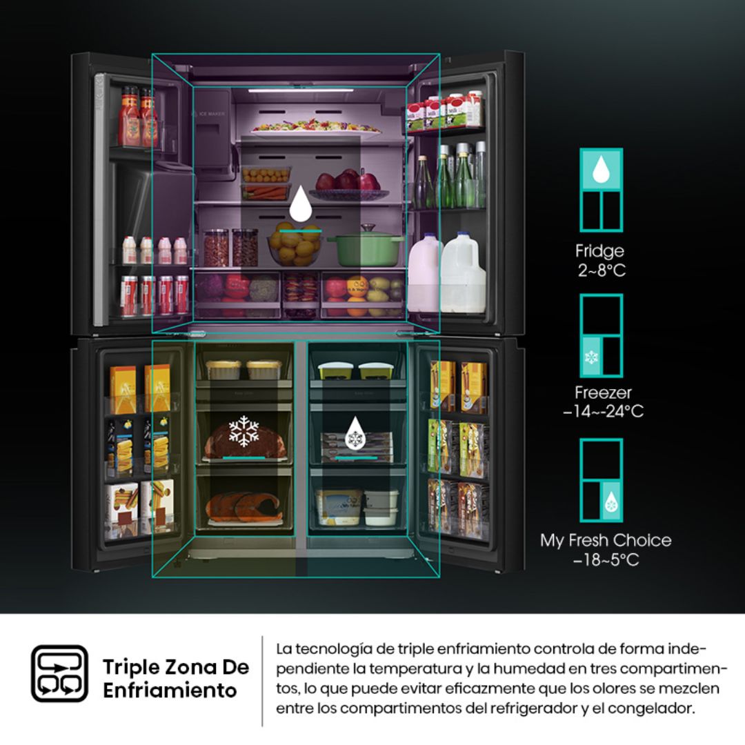 HELADERA HISENSE 4 PUERTAS INVERTER CON SMART SCREEN NEGRA RQ697HB ...